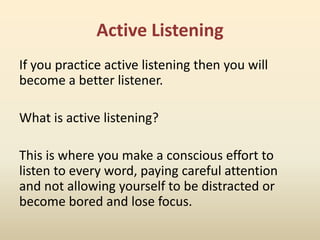 Learning centre hour listening skills | PPT