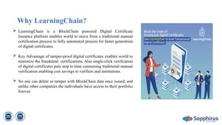 LearningChain(Blockchain Powered Certificates) | PPTX