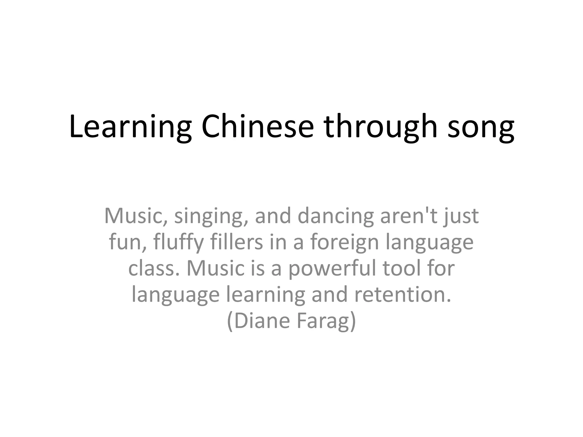 Learning chinese through song | PPTX