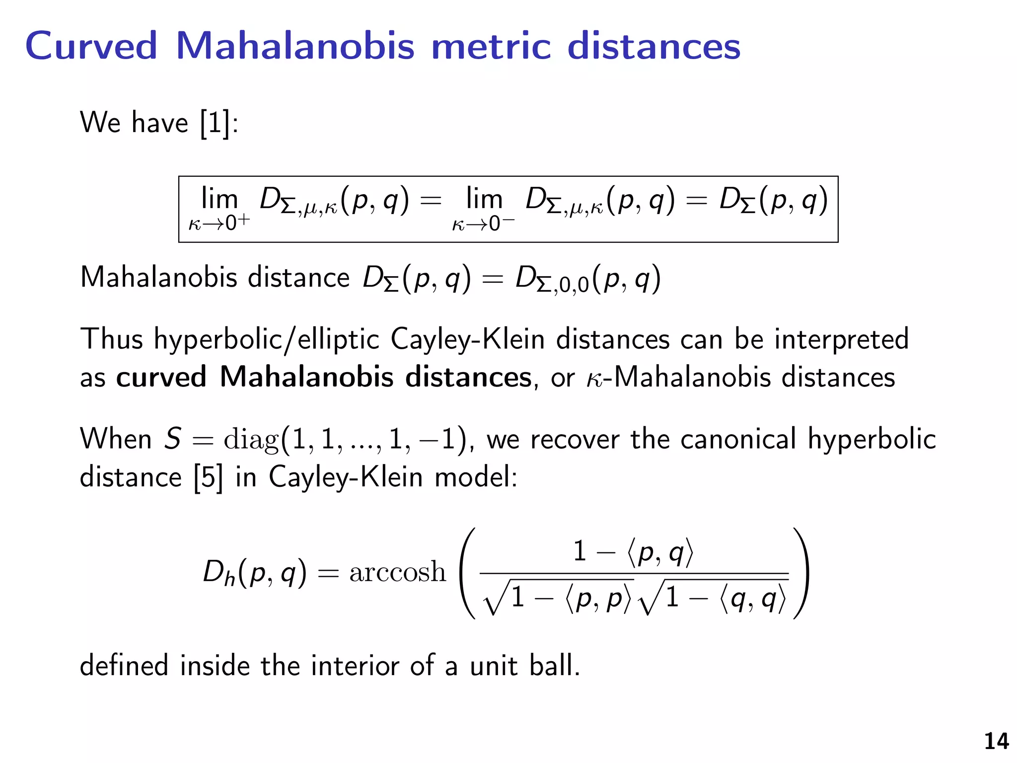 Classification with mixtures of curved Mahalanobis metrics | PPT