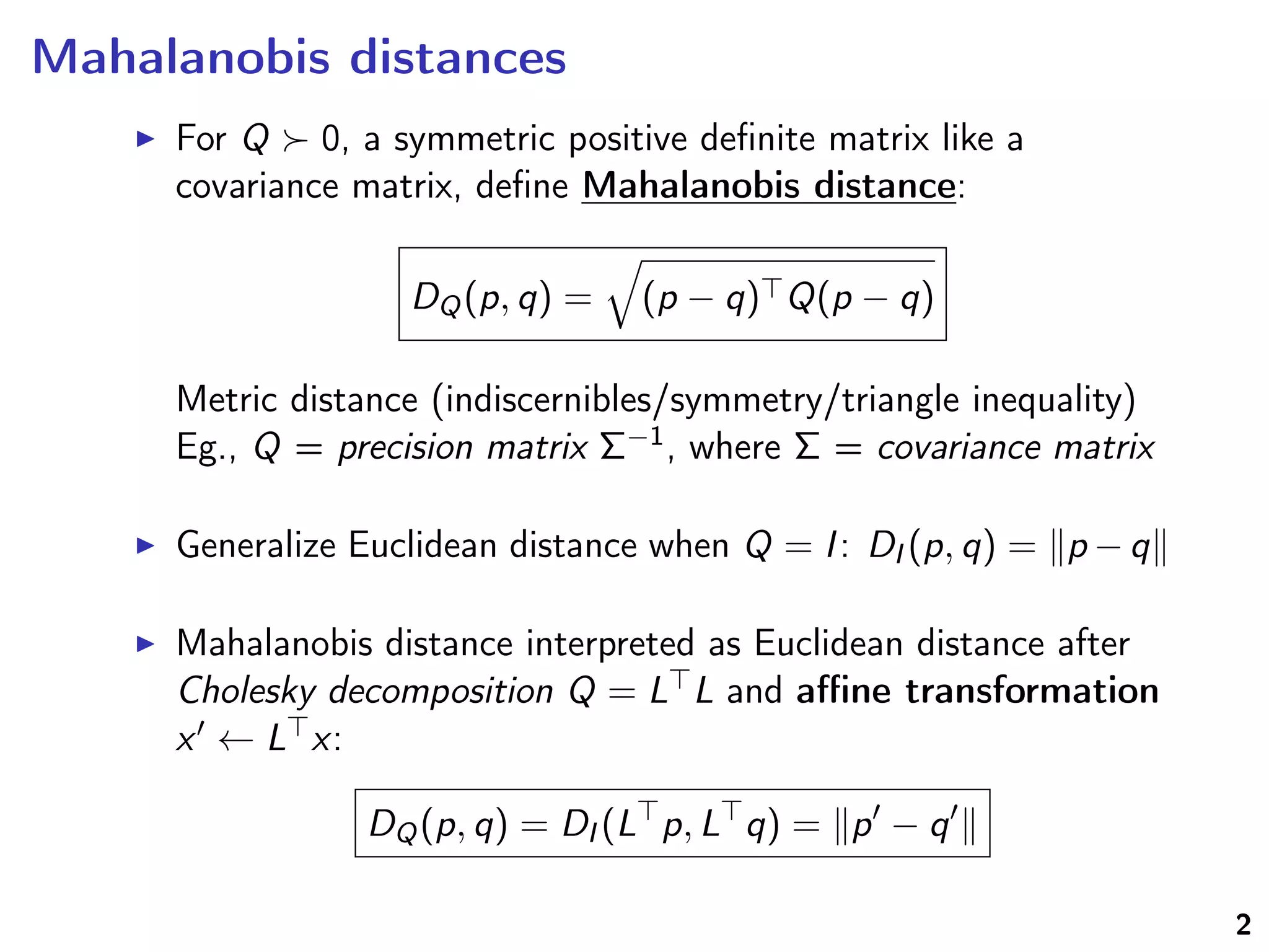 Classification with mixtures of curved Mahalanobis metrics | PPT