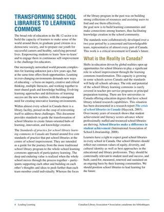 Standards of Practice for School Library Learning Commons in Canada ...