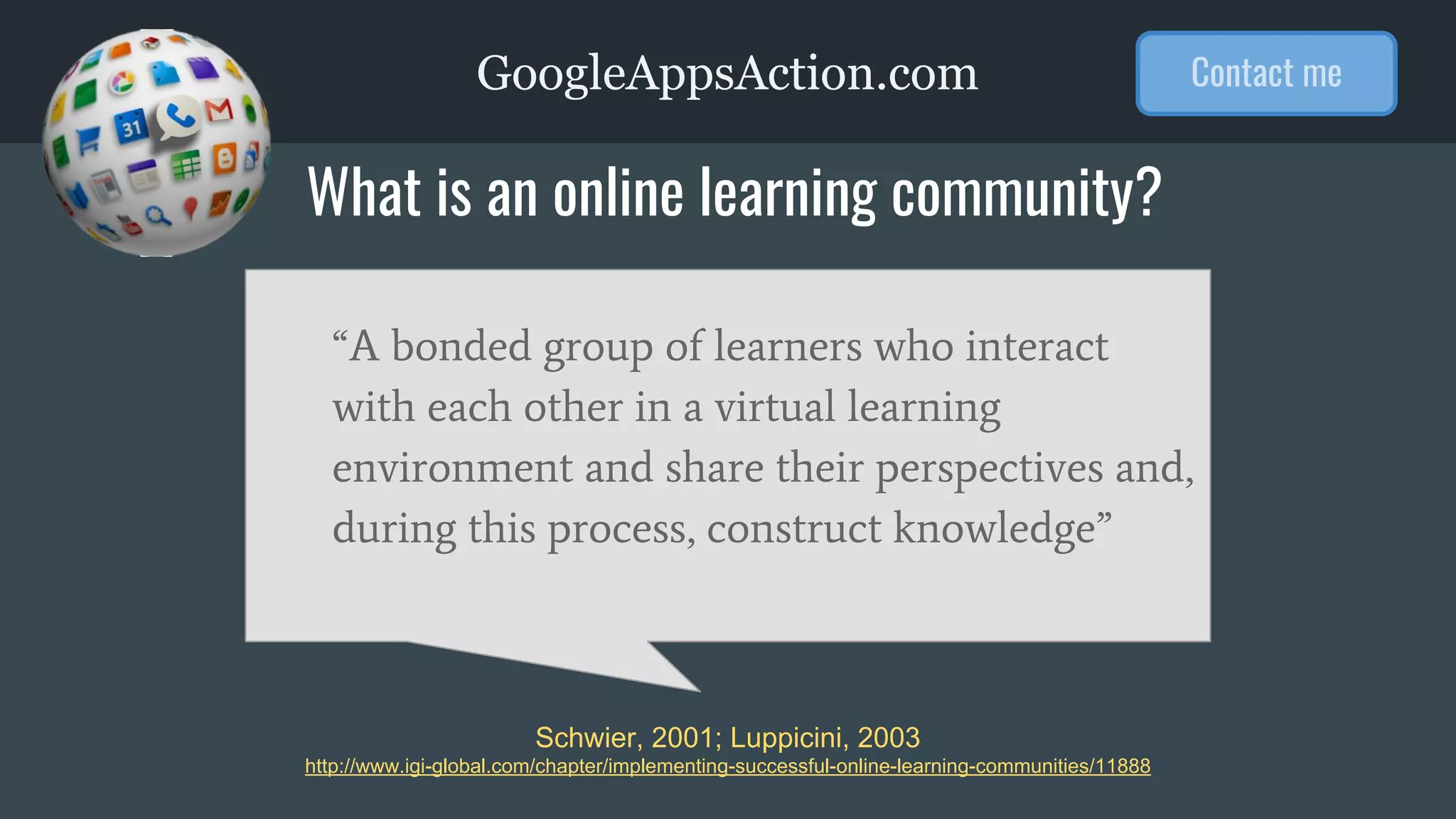 Creating online learning communities with Google tools | PPT