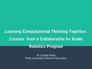 Learning computational thinking together | ODP | Robotics | Technology ...