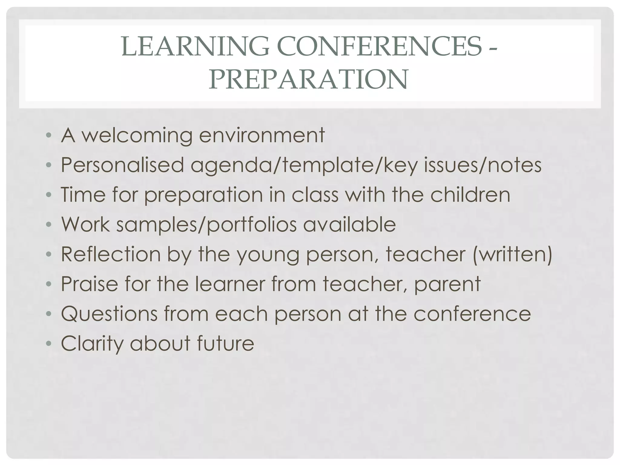 Student led learning conferences | PPT