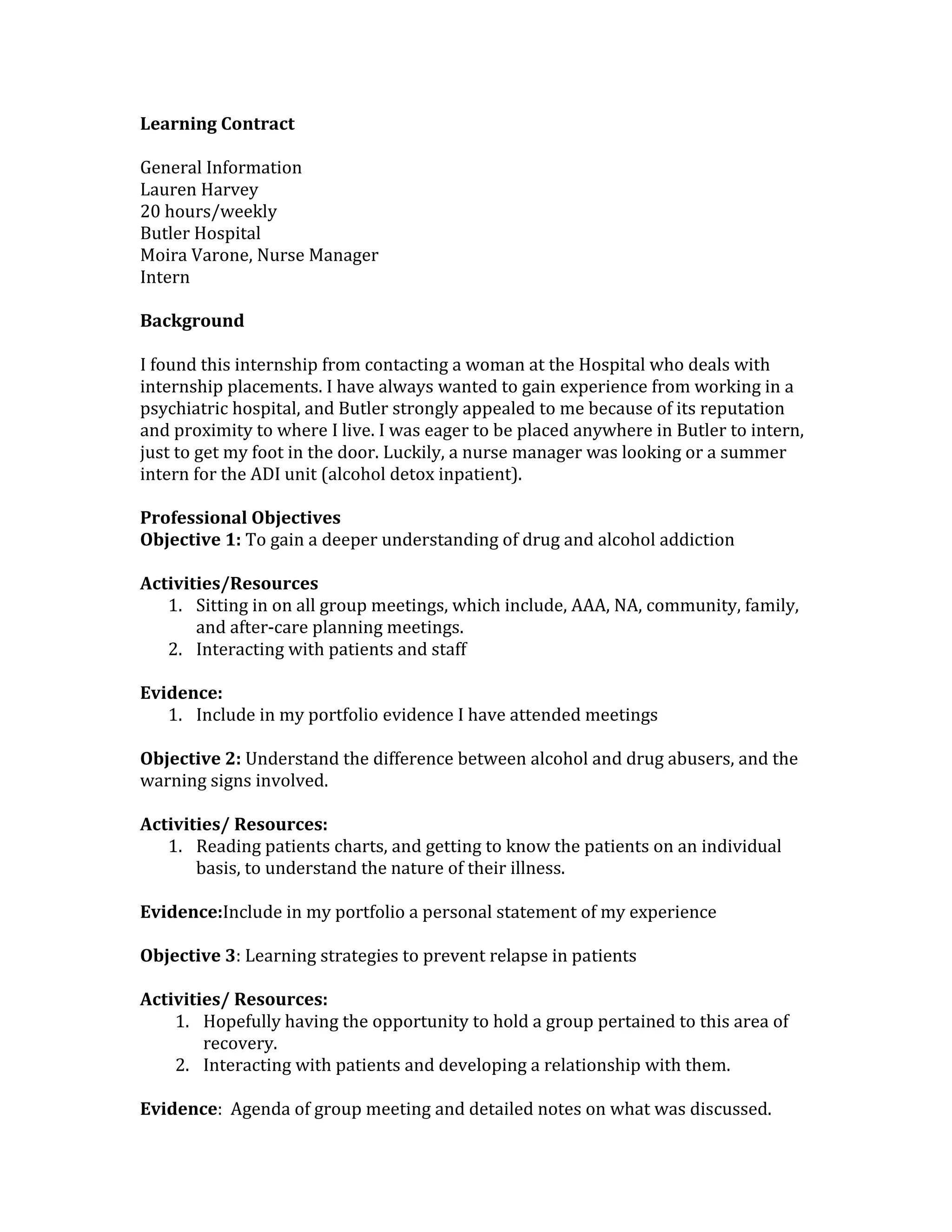 Learning contract | PDF