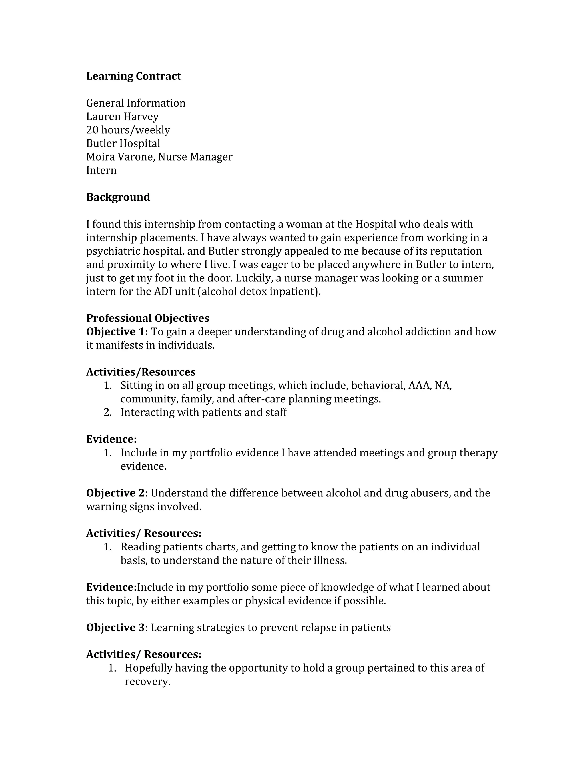 Learning contract | DOCX