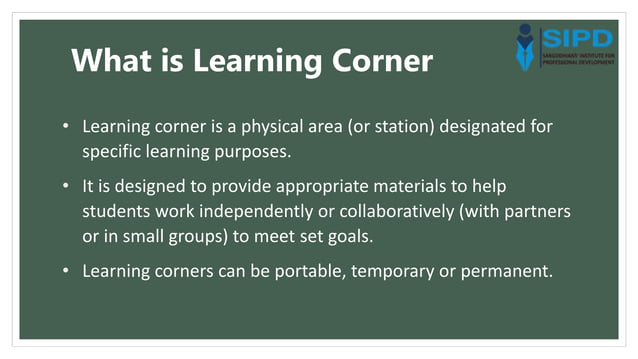 Learning corners part 2 | PPTX | Early Childhood Education | Education