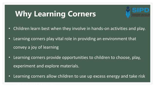 Learning corners part 2 | PPTX | Early Childhood Education | Education