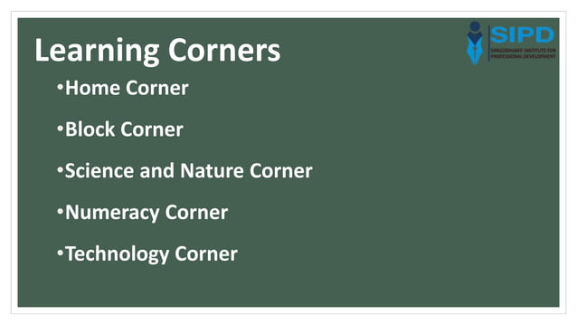 Learning corners part 2 | PPTX | Early Childhood Education | Education