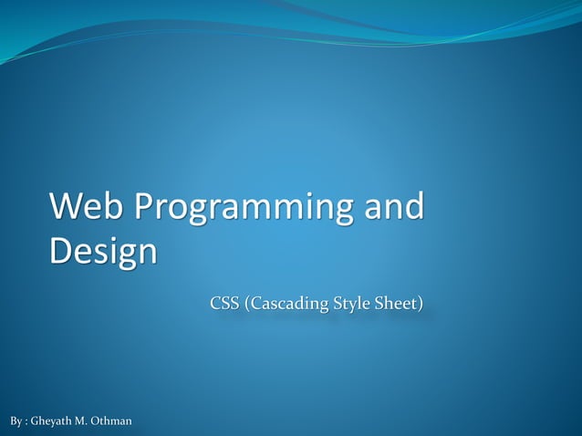 Web Design Course: CSS lecture 1 | PDF