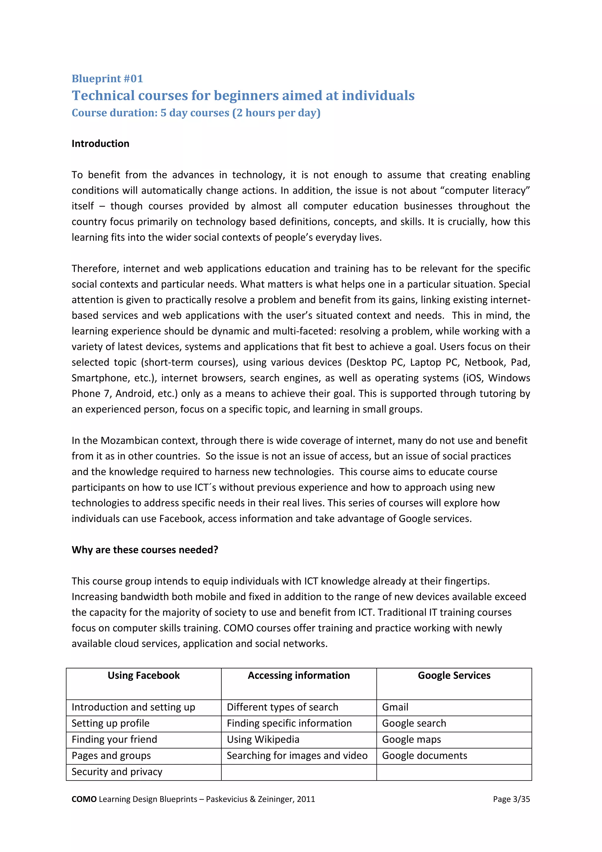 Learning design blueprints COMO courses for 8 target groups | PDF