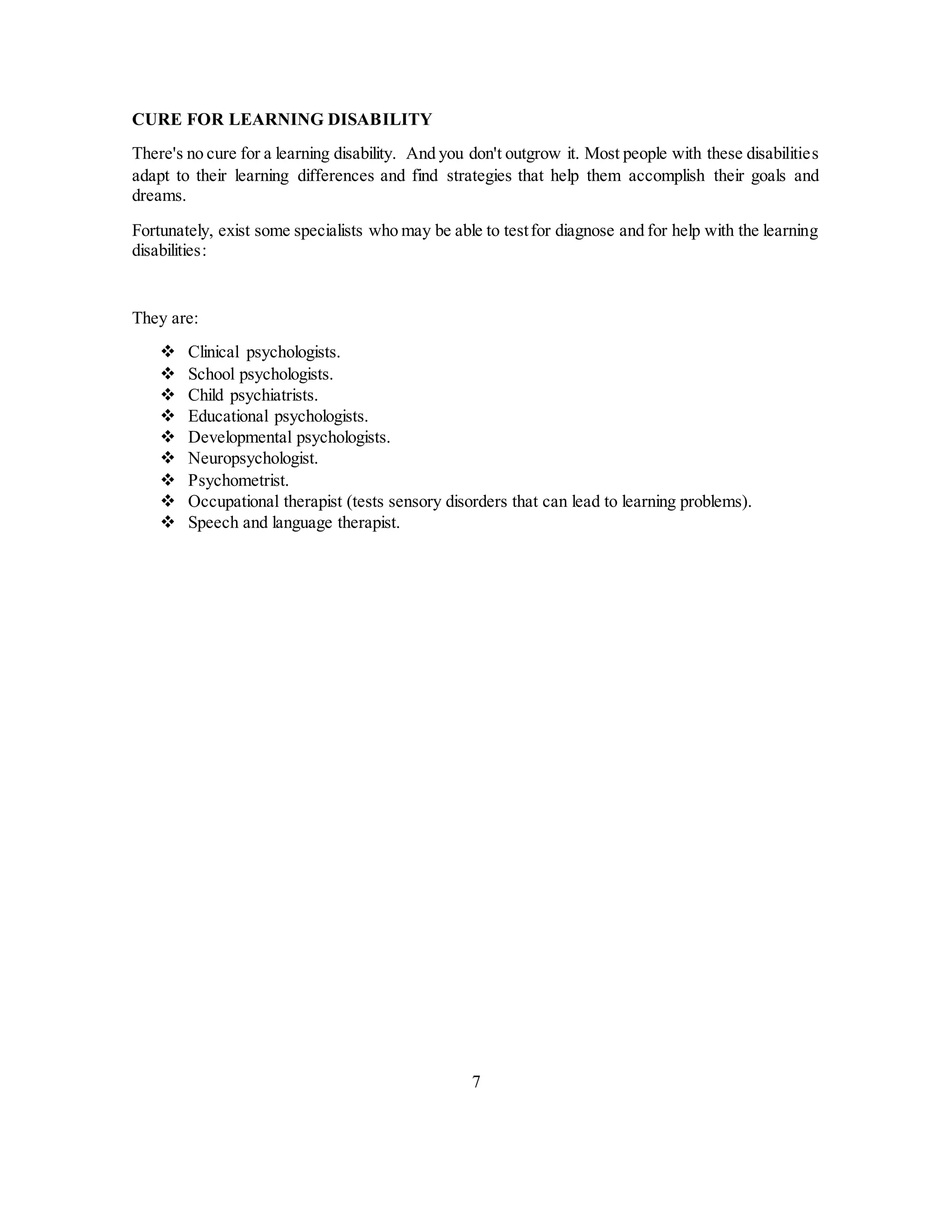 Learning disabilities | PDF