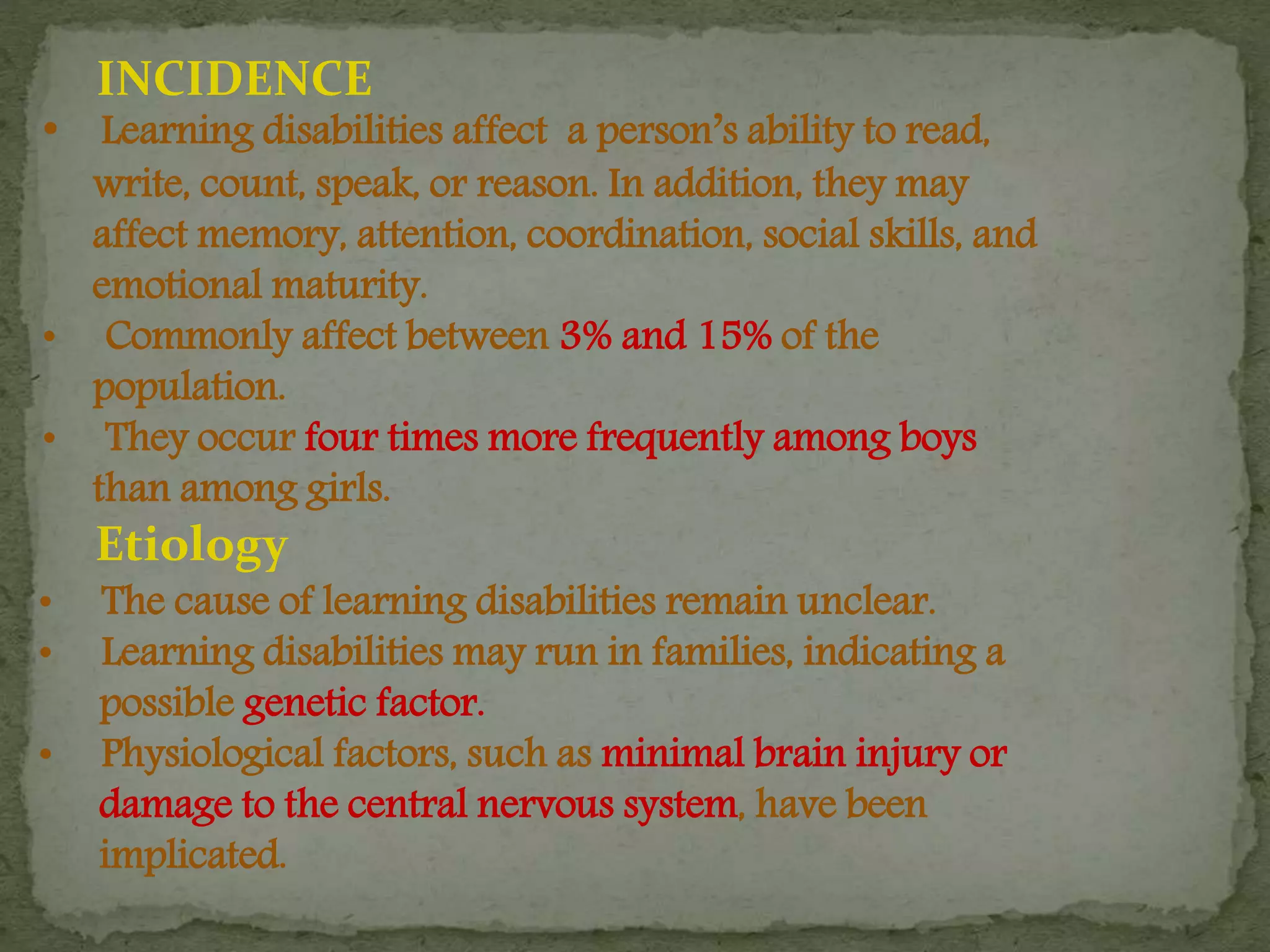 Learning Disabilities and Autism-Pediatric dentistry | PPTX