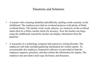 Learning disabilities and the workplace | PPT