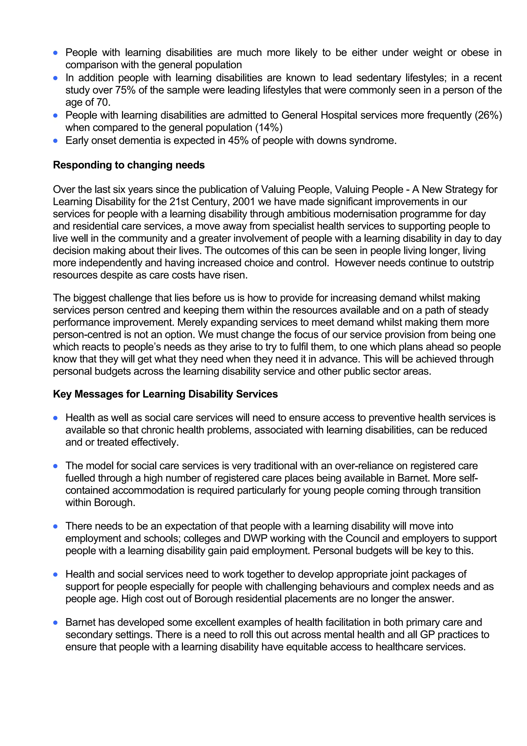 Learning Disability - Predicting Need | DOC