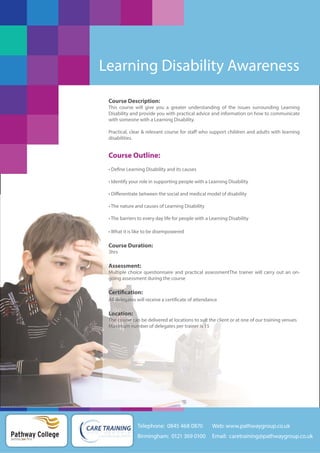 Learning disability Awareness, LD, Learning Disability qualification | PDF