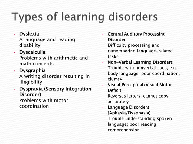 Learning disorders | PPTX | Brain and Nervous System Disorders ...