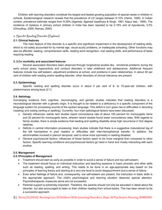 Learning disorders Nursing Perspective | PDF