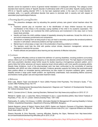 Learning disorders Nursing Perspective | PDF