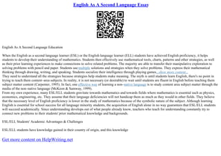 Learning English As A Second Language | PPT
