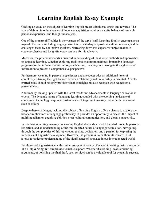 Learning English Essay Example. FREE 9 College Essay Examples in PDF ...