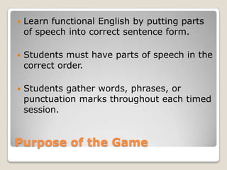 Learning english sentence structure game | PPT