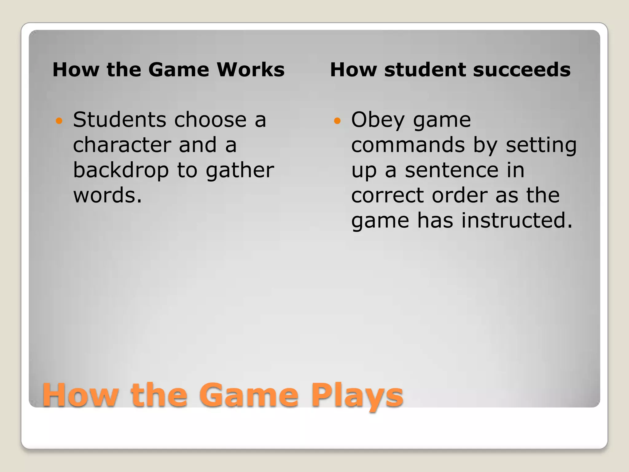 Learning english sentence structure game | PPTX