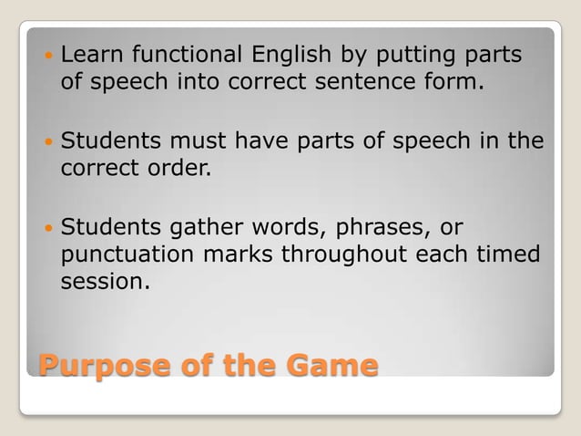 Learning english sentence structure game | PPT