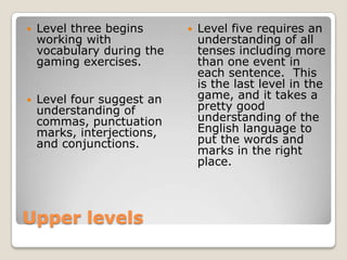 Learning english sentence structure game | PPT