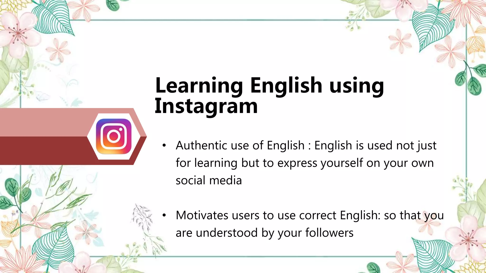 Learning English via instagram class | PPTX