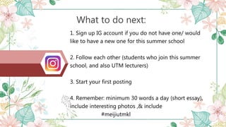 Learning English via instagram class | PPT