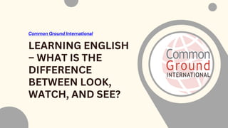 Learning English – What is the difference between Look, Watch, and See ...