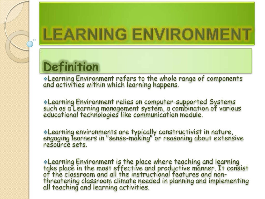 Learning Environment Learning Environment