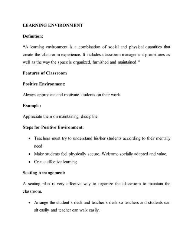 Learning environment | PDF