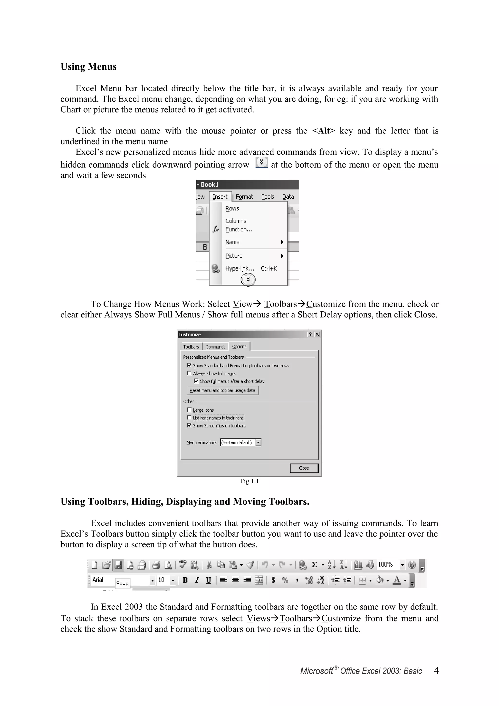 Learning MS Excel - A Handout | DOC