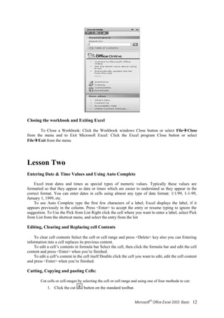 Learning MS Excel - A Handout | DOC