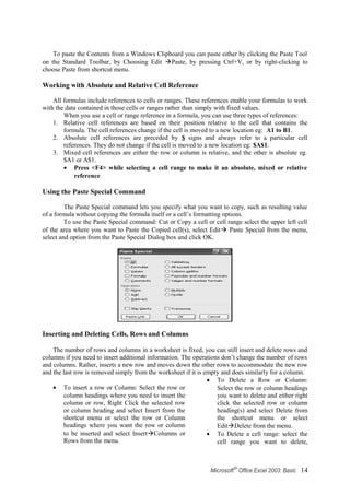 Learning MS Excel - A Handout | DOC