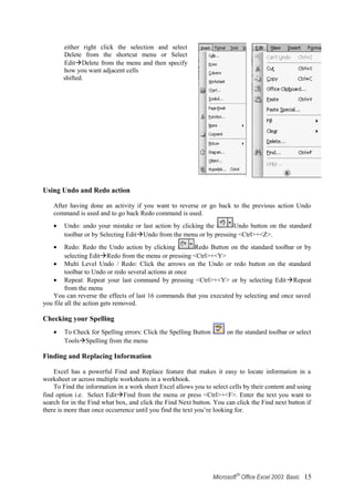 Learning MS Excel - A Handout | DOC