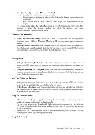 Learning MS Excel - A Handout | DOC