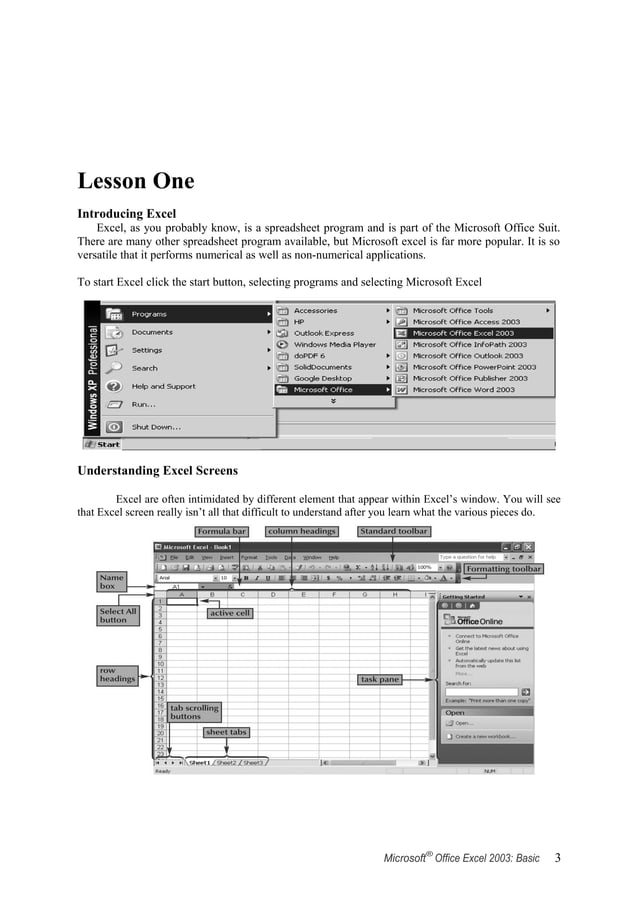 Learning MS Excel - A Handout | DOC