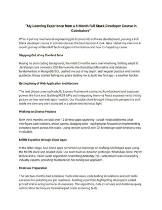 Learning Experience from Full Stack Developer Course in Coimbatore.pdf