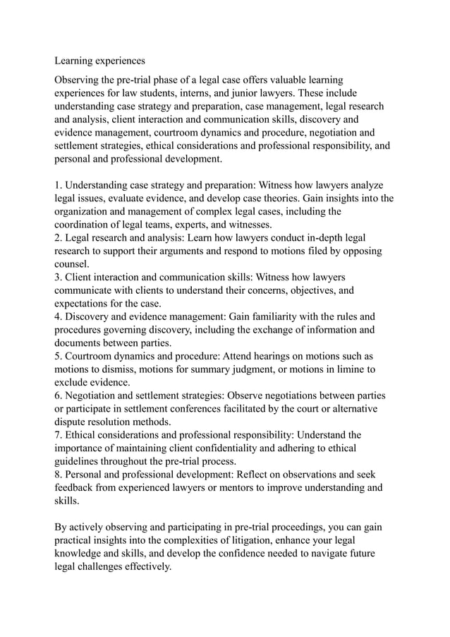 Learning experiences in per trail report | PDF