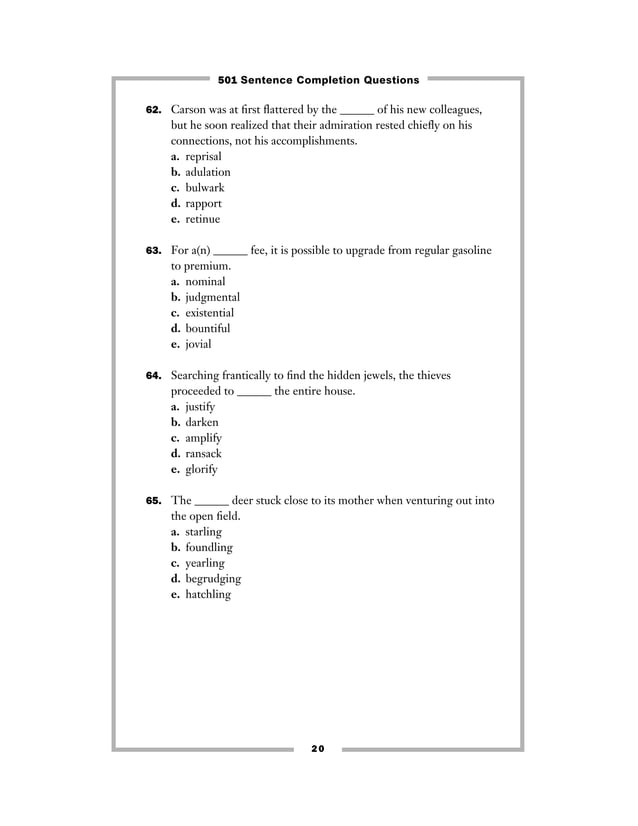 Sentence Completion Exercises | PDF