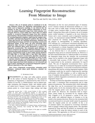Learning Fingerprint Reconstruction: From Minutiae to Image | PDF