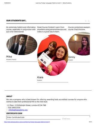 Learning Foreign Languages Diploma Level 3 – Alpha Academy | PDF