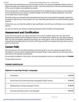 Learning Foreign Languages Diploma Level 3 – Alpha Academy | PDF