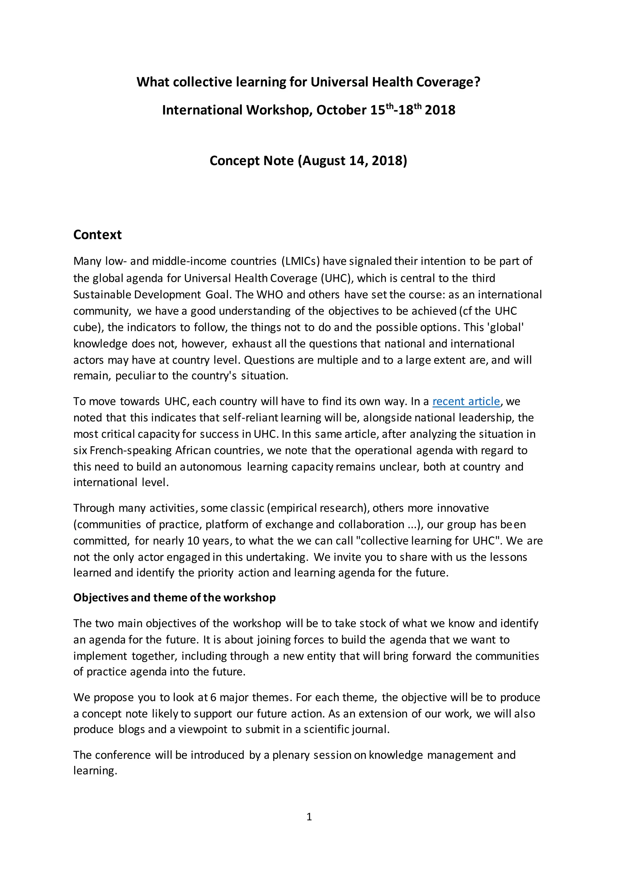 Learning for UHC meeting | DOCX