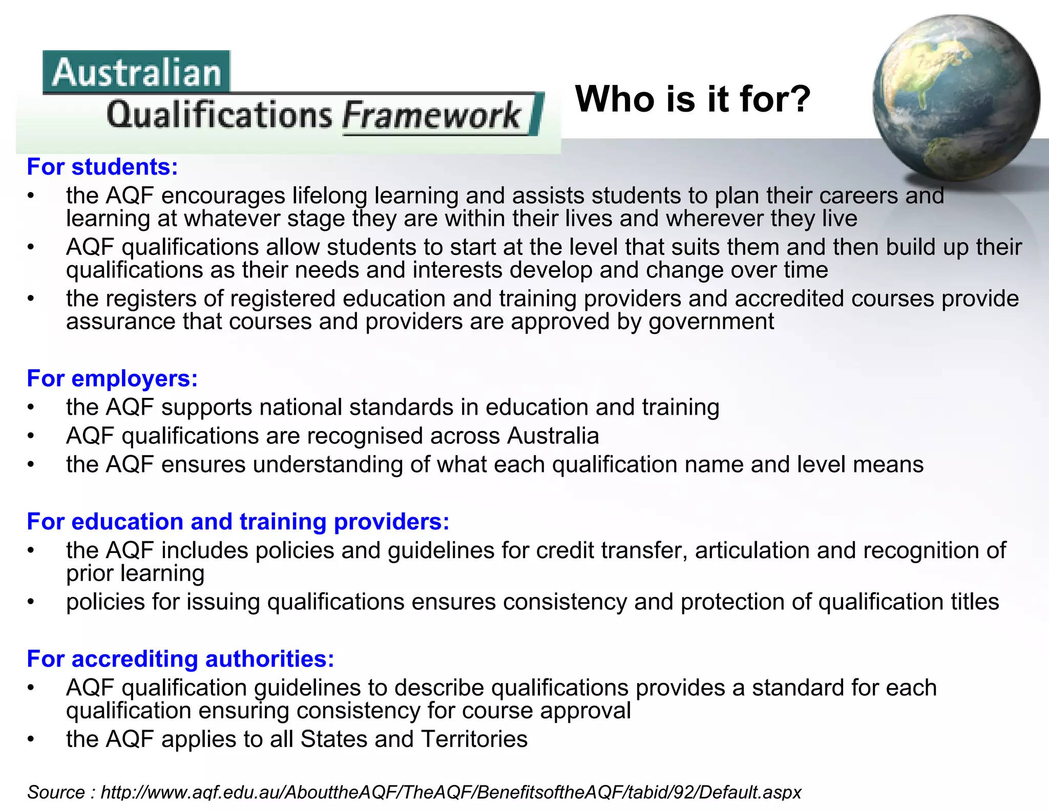 Learning from Australian Qualifications Framework | PDF