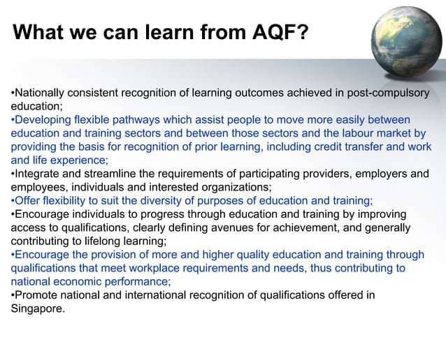 Learning from Australian Qualifications Framework | PPT